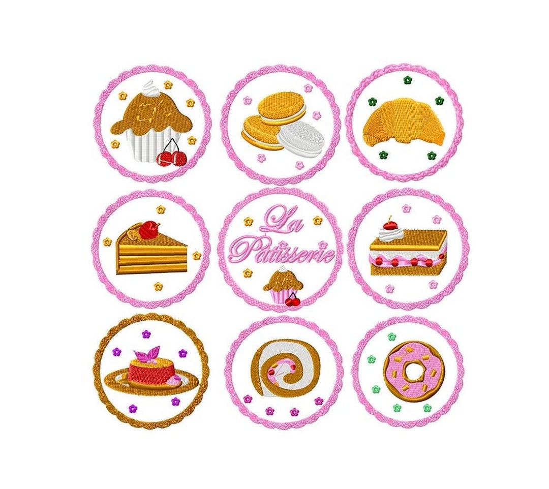 Pastries Monogram Embroidery Design Bundle - Cake Embroidery Designs ...