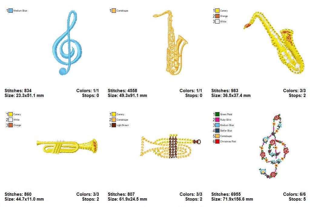 Music Instruments Embroidery Design Bundle - Saxophone Embroidery ...