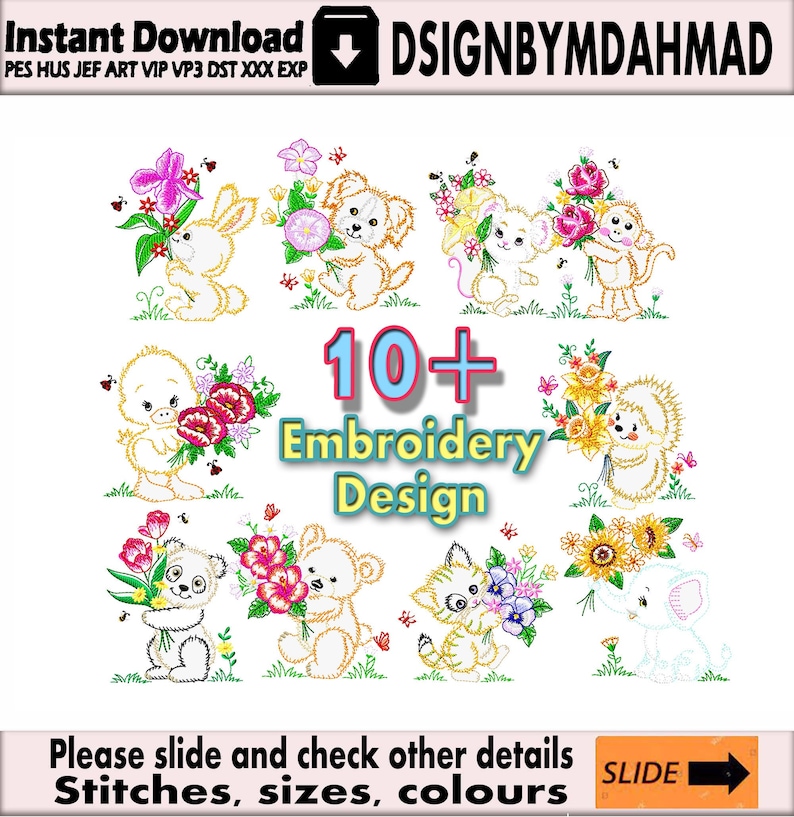 10 Baby Animal Embroidery Design Bundle Woodland Animal Embroidery ...