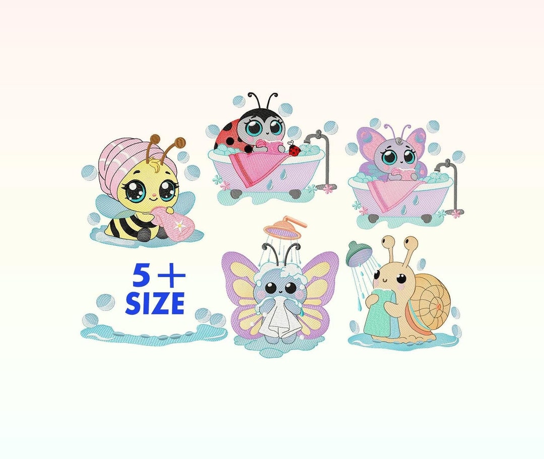 Bathing Bee Embroidery Design Bundle - Bathing Butterfly Embroidery ...