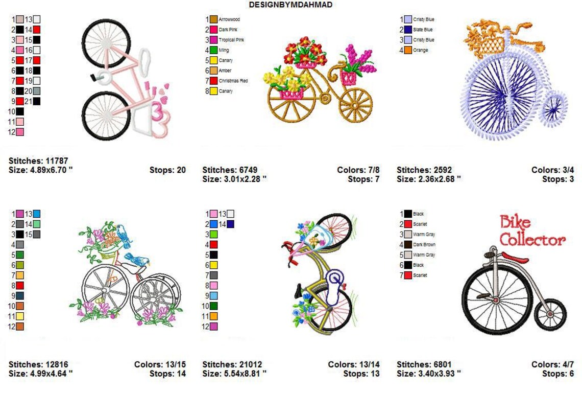 50+ Floral Bike Embroidery Design Bundle - Cycle Embroidery Designs ...