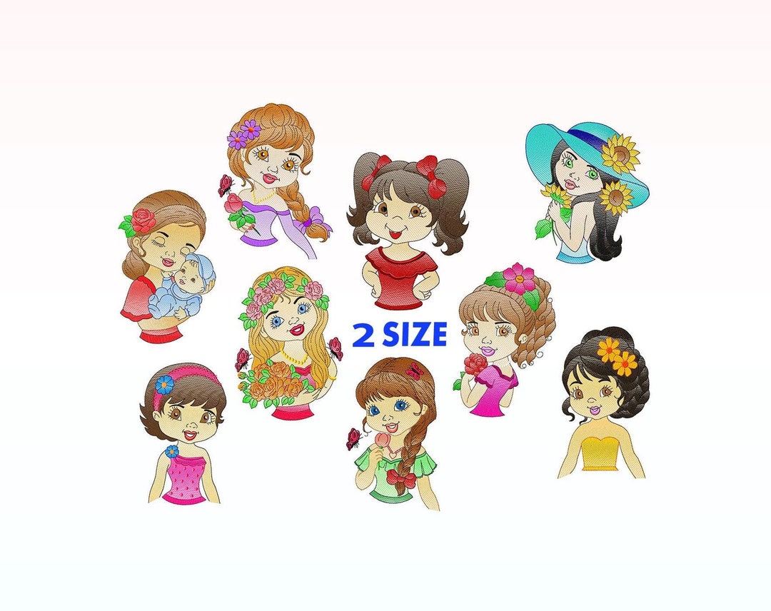 Cute Baby Embroidery Design Bundle - Cute Girl Embroidery Designs ...
