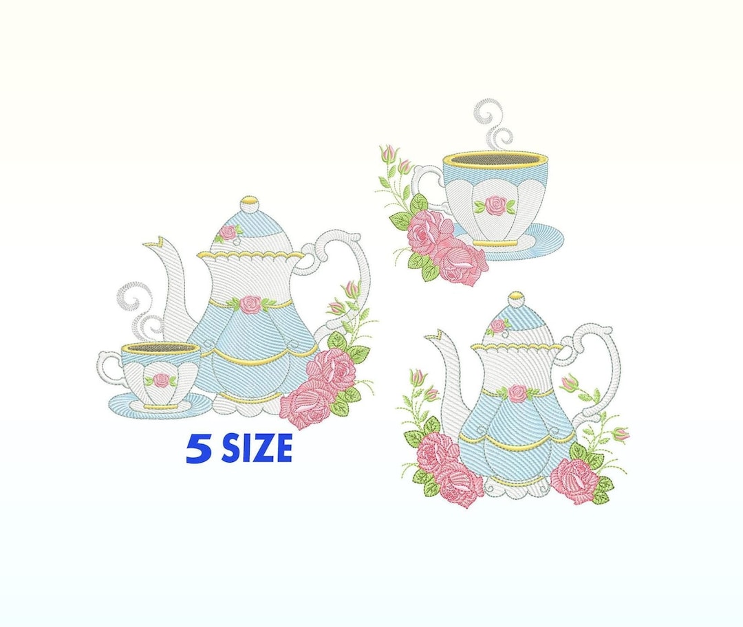 Cup Embroidery Design Bundle - Kitchen Embroidery Designs Machine ...