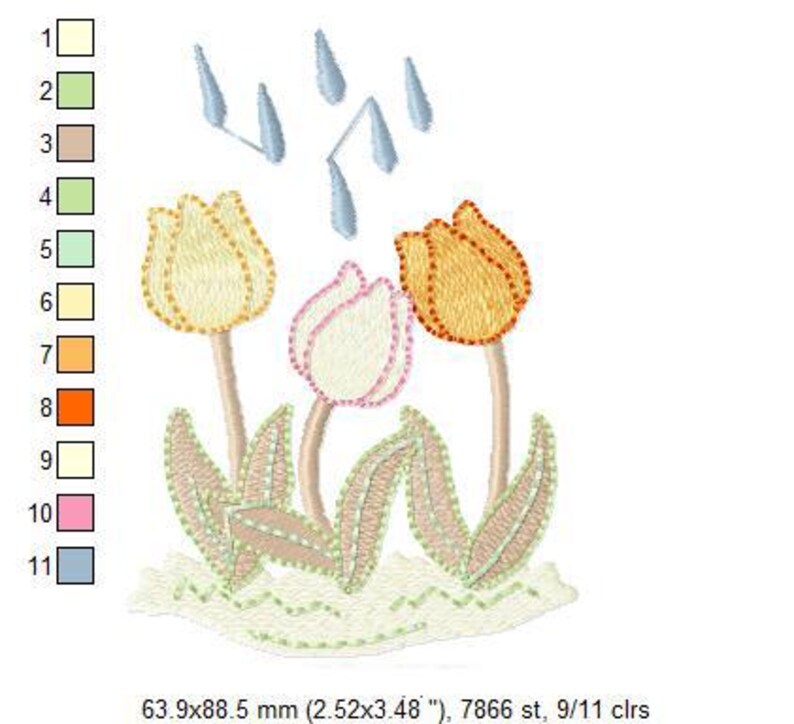 Rainy Season Embroidery Design Bundle - Raining on Flowers Embroidery ...