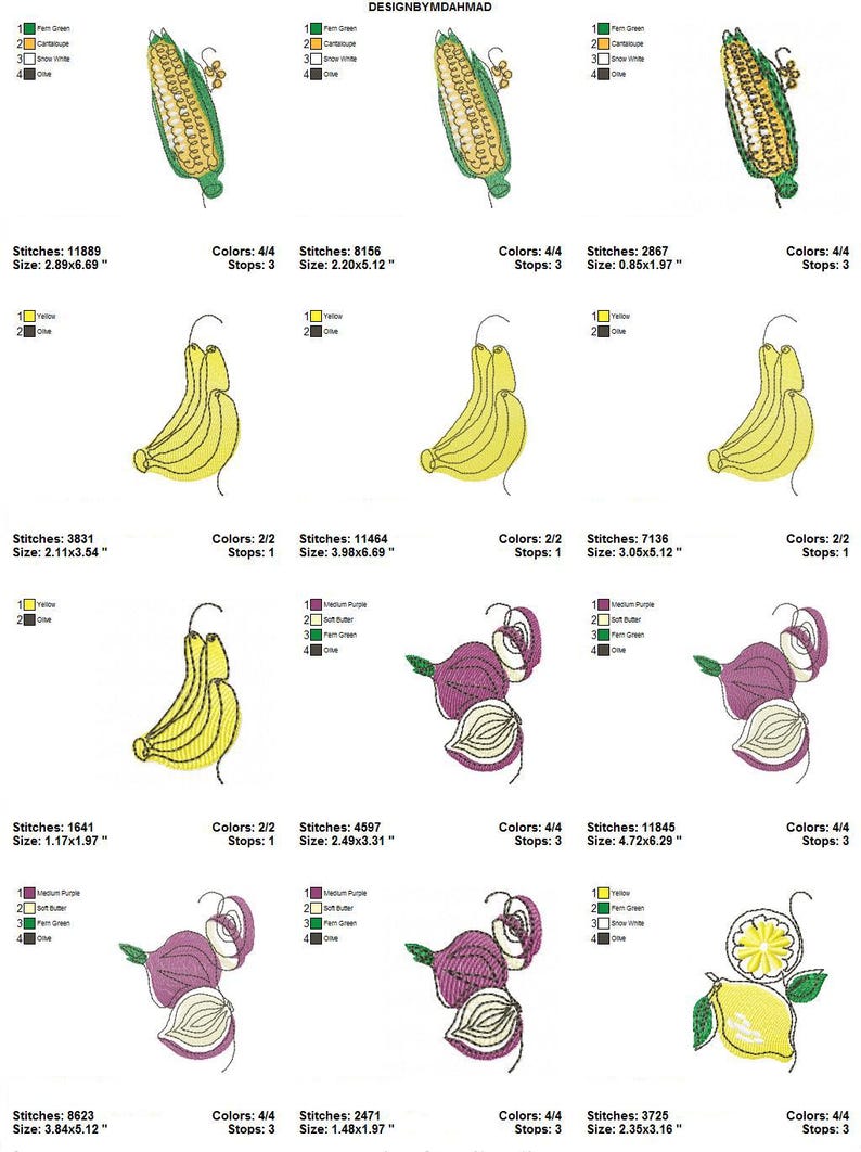Vegetable Embroidery Design Bundle - Kitchen Embroidery Designs Machine ...