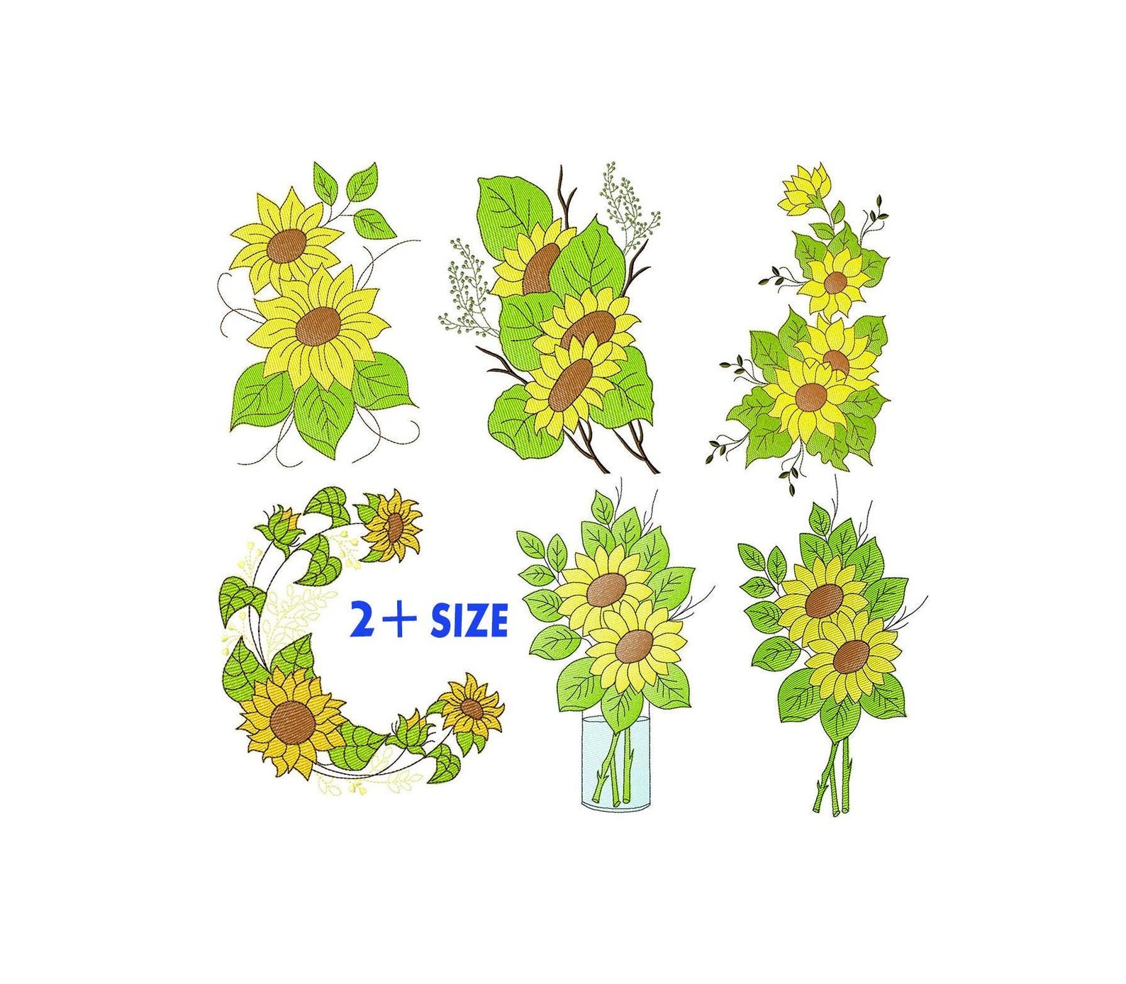 6+ Sunflower Embroidery Design Bundle - Sunflowers Branch Embroidery ...