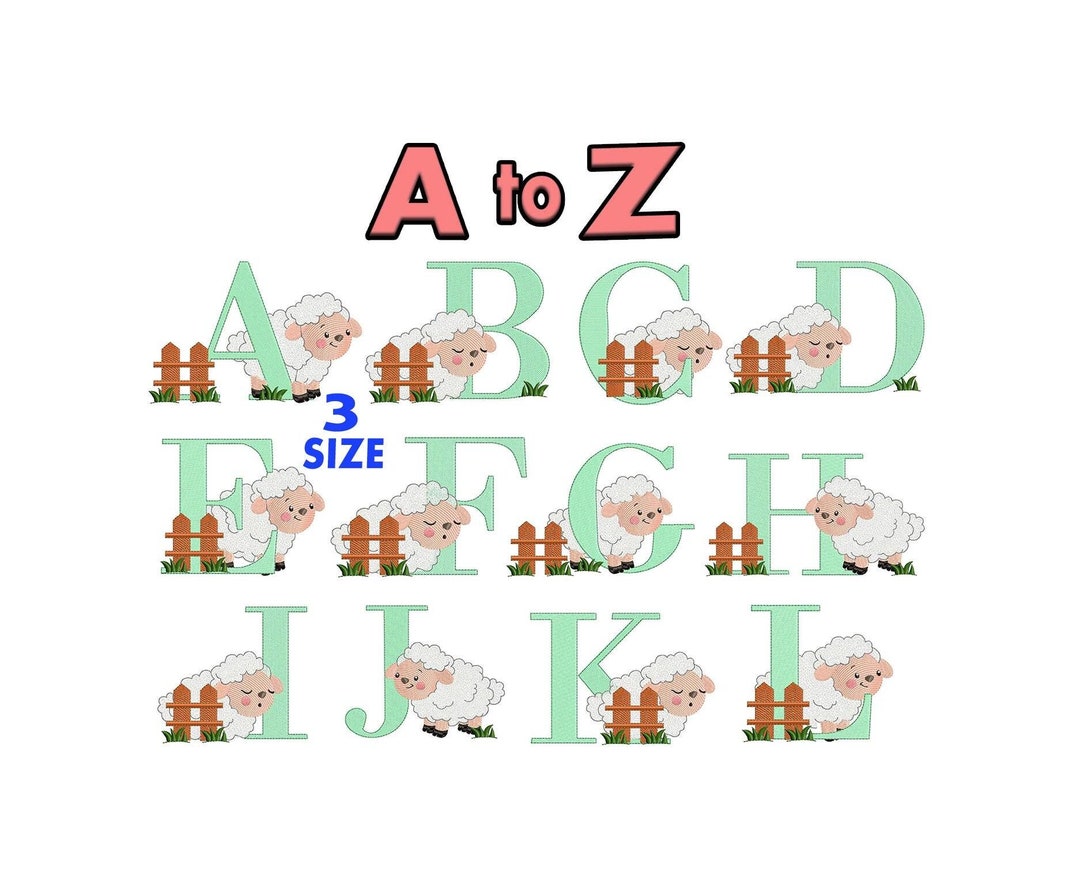 Baby Sheep Alphabet Embroidery Design Bundle - Sheep Font Embroidery ...