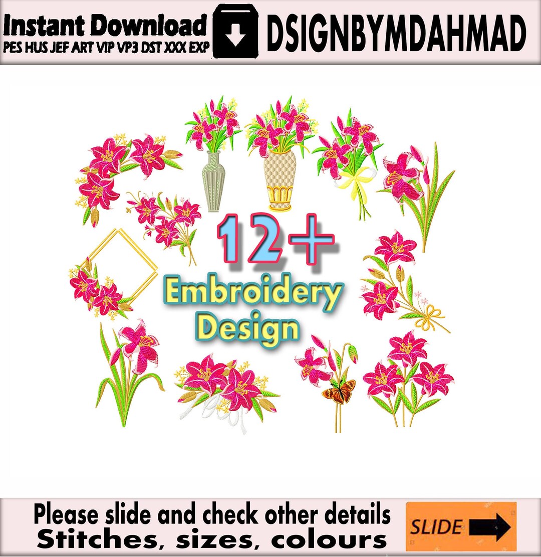 12 Floral Embroidery Designs - Flower Embroidery Design Machine ...
