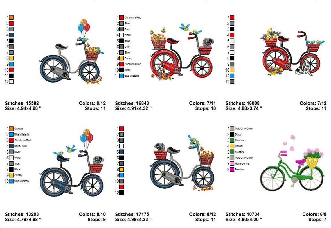 50+ Floral Bike Embroidery Design Bundle - Cycle Embroidery Designs ...