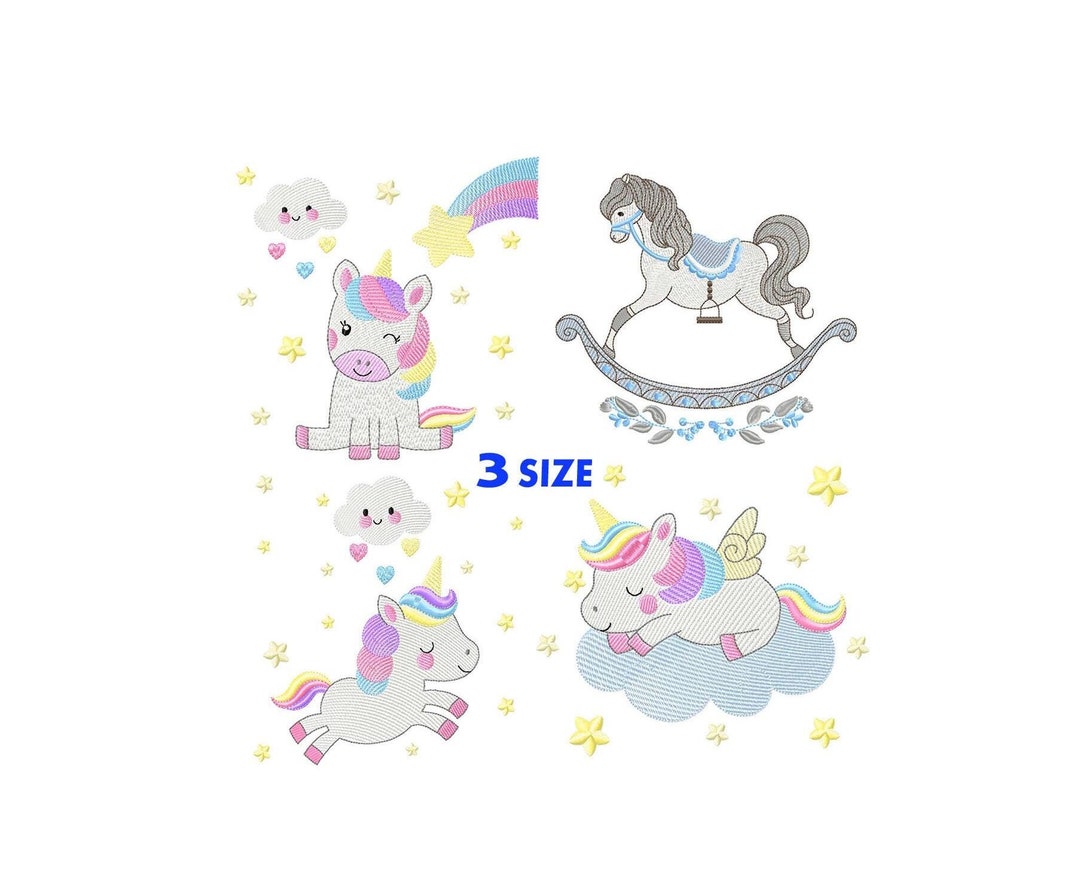 Unicorn Embroidery Design Bundle Horse Embroidery Designs Machine ...