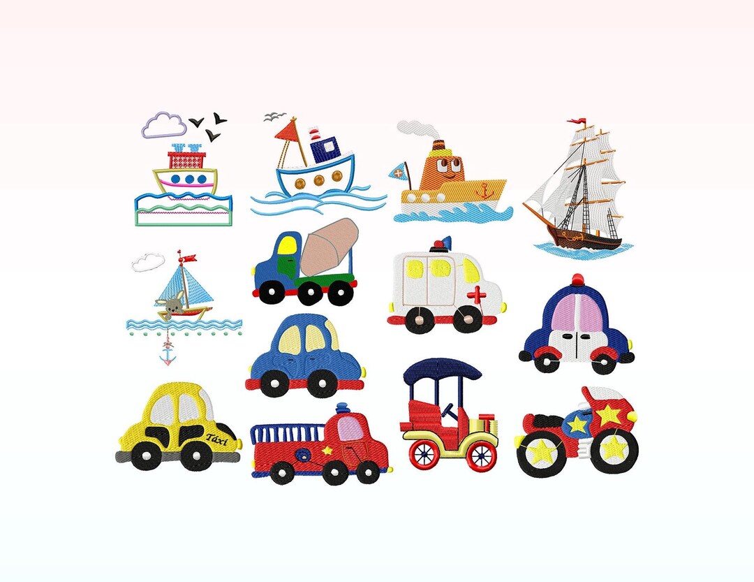 Transport Embroidery Design Bundle - Ship Embroidery Designs Machine ...