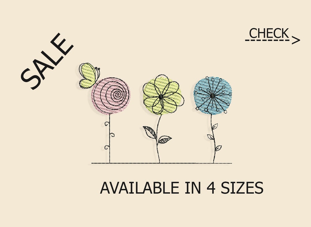 Scribble Spring Embroidery - Mini Flowers Embroidery Design - Daisy ...