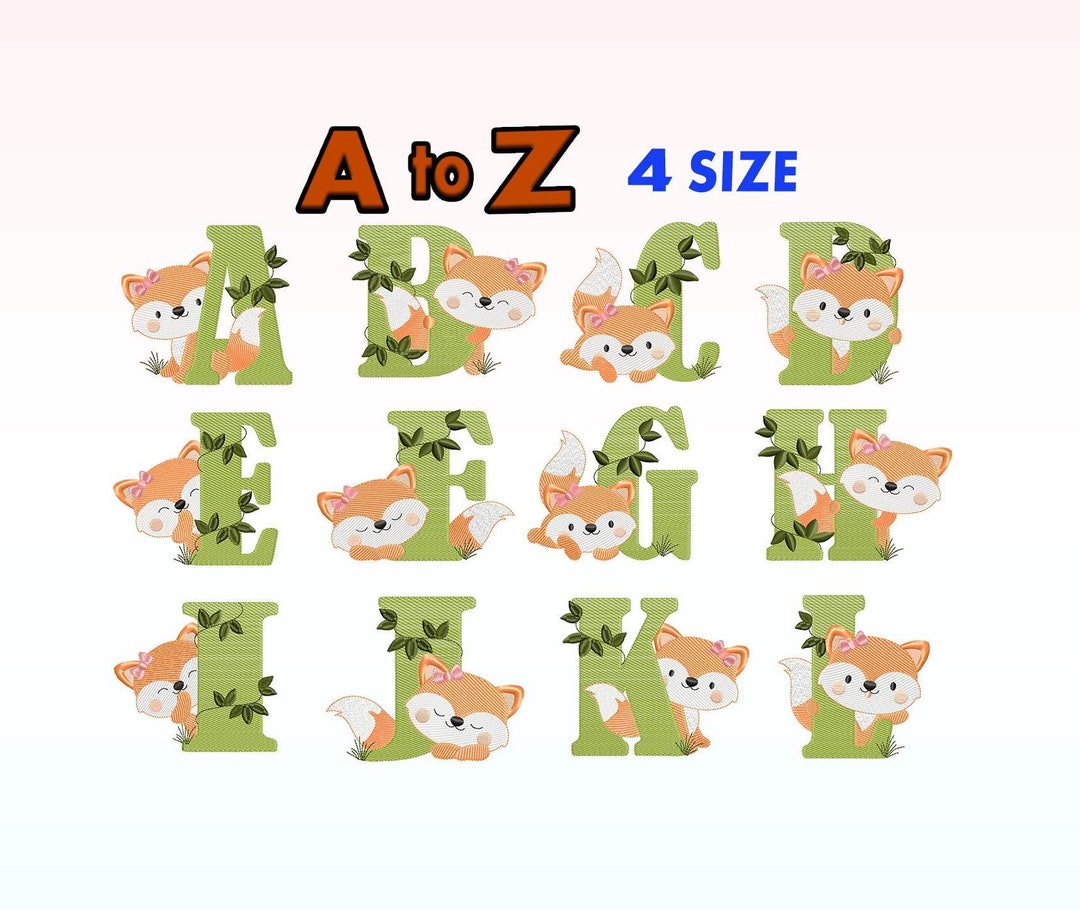 Baby Red Fox Alphabet Embroidery Design Bundle - Fox Font Embroidery ...