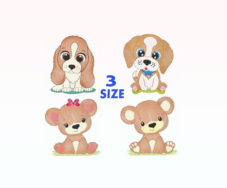 Cute Baby Dog Embroidery Design Bundle - Teddy Bear Embroidery Designs ...