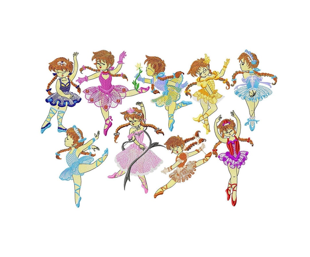 10+ Ballerina Embroidery Design Bundle - Dancing Girl Embroidery ...