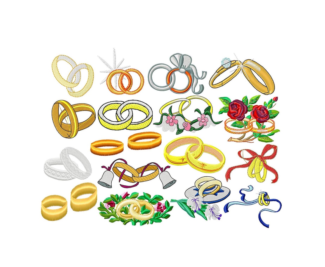 20+ Floral Wedding Ring Embroidery Design Bundle - Diamond Ring ...