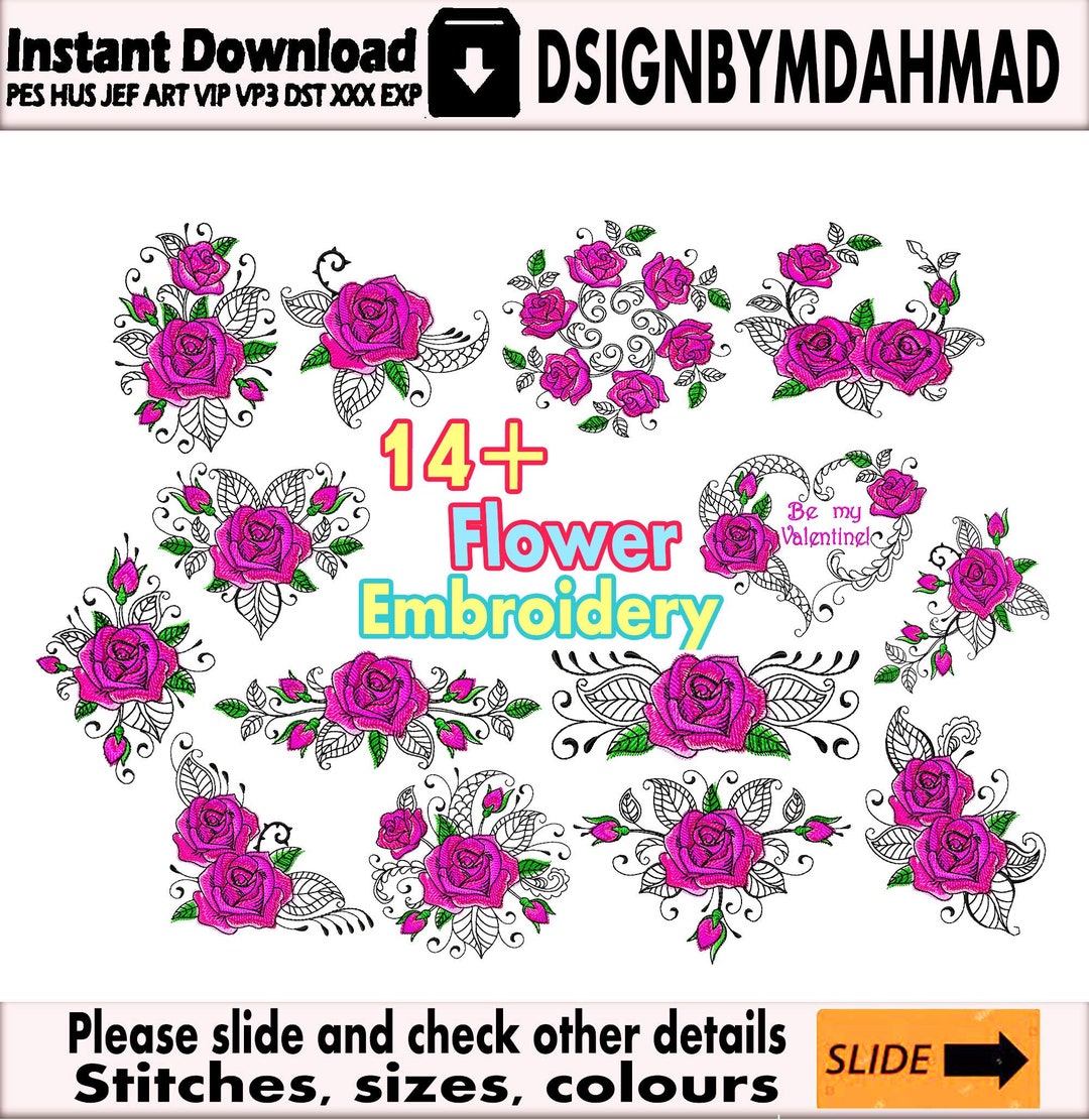 14+ Rose Embroidery Design - Flowers Embroidery Designs Machine ...