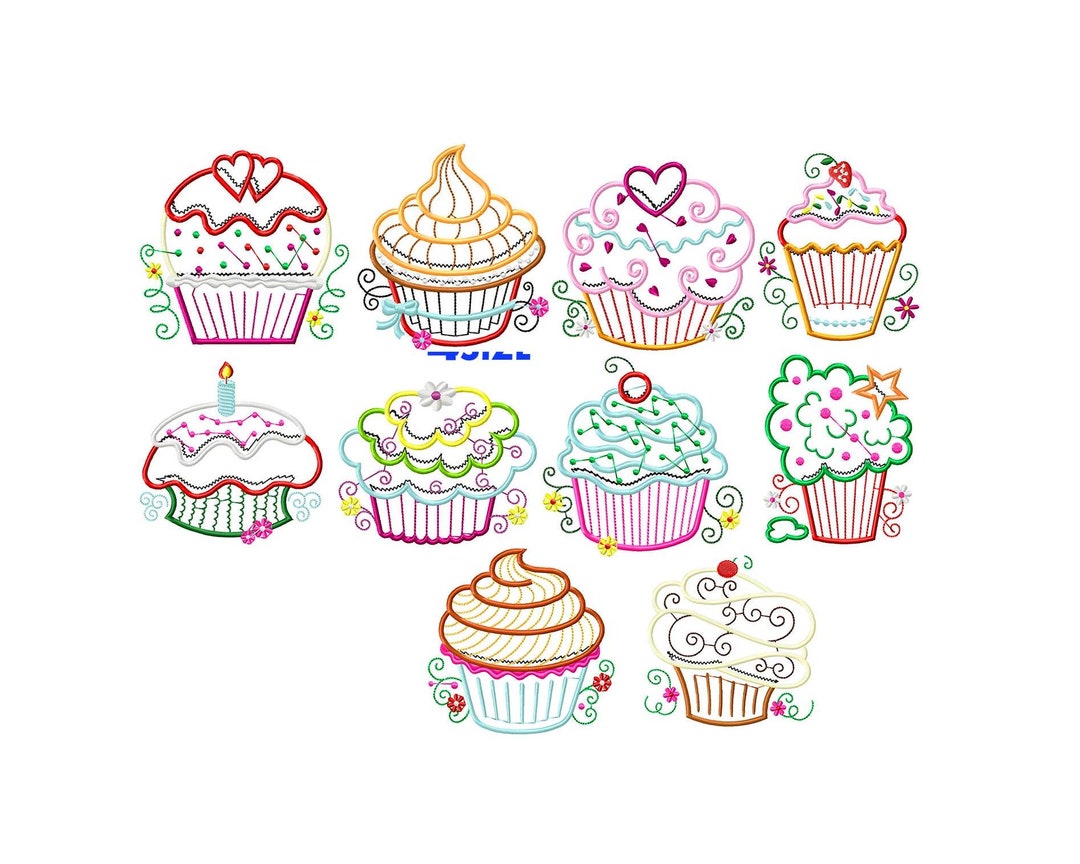 10+ Cup Cake Embroidery Design Bundle - Ice Cream Embroidery Designs ...