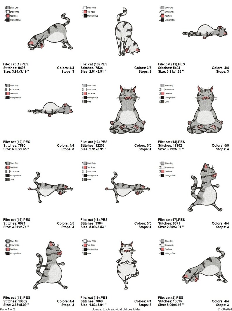 Playing Cat Embroidery Design Bundle - Woodland Animal Embroidery ...