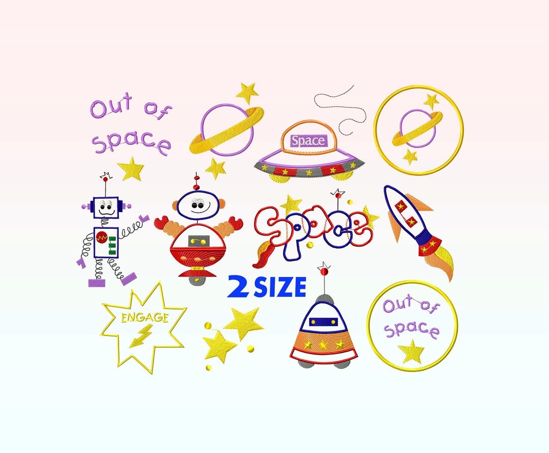 Space Ship Embroidery Design Bundle - Astronauts Embroidery Designs ...