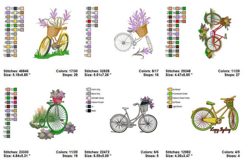 50+ Floral Bike Embroidery Design Bundle - Cycle Embroidery Designs ...