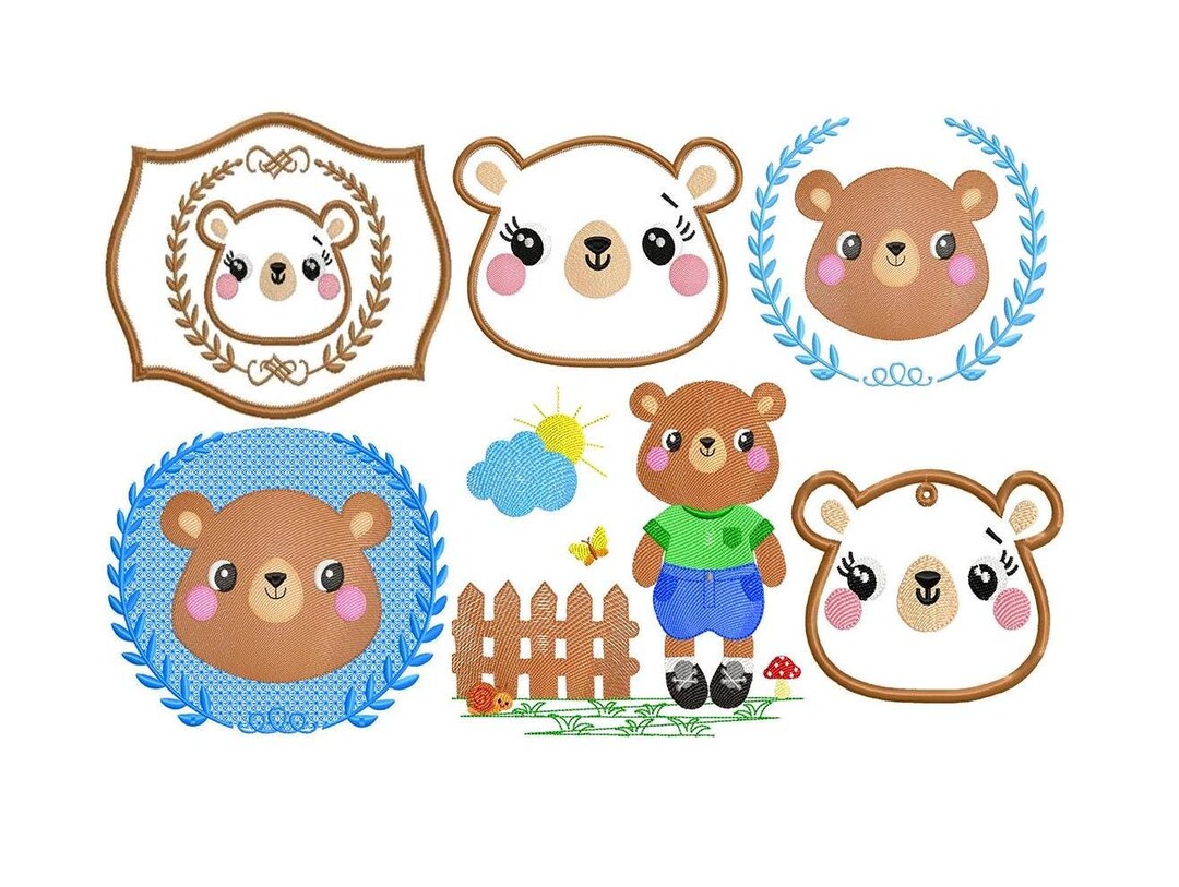Teddy Bear Embroidery Design Bundle - Woodland Animal Embroidery ...