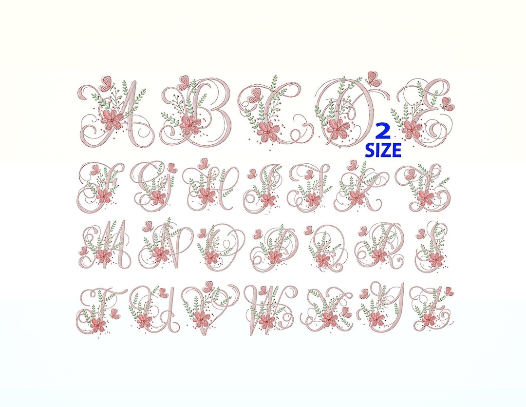 Floral Flower Alphabet Embroidery Design Bundle - Floral Font ...