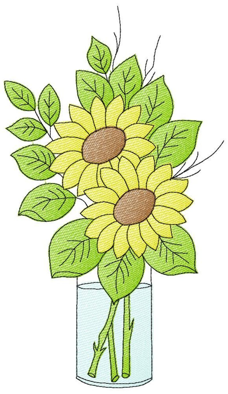 6+ Sunflower Embroidery Design Bundle - Sunflowers Branch Embroidery ...