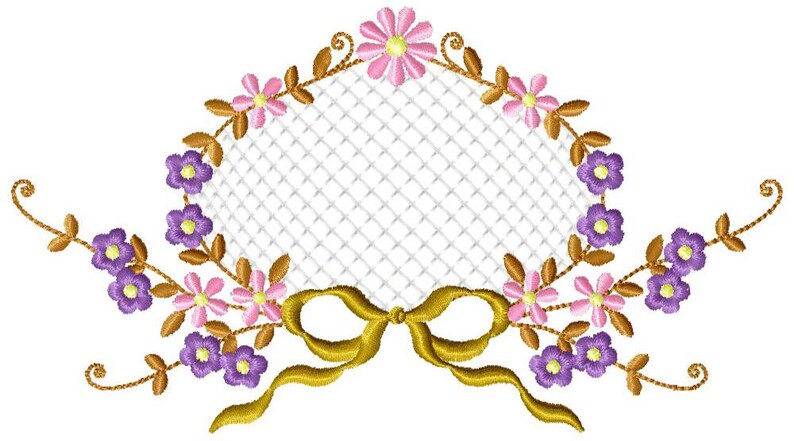 Floral Baroque Frame Embroidery Design Bundle - Floral Wreath Monogram ...
