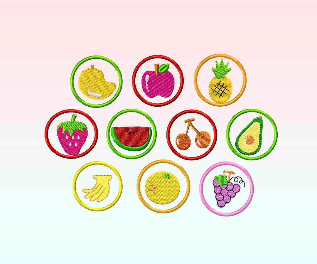 Fruit Monogram Applique Embroidery Design Bundle - Vegetable Embroidery ...
