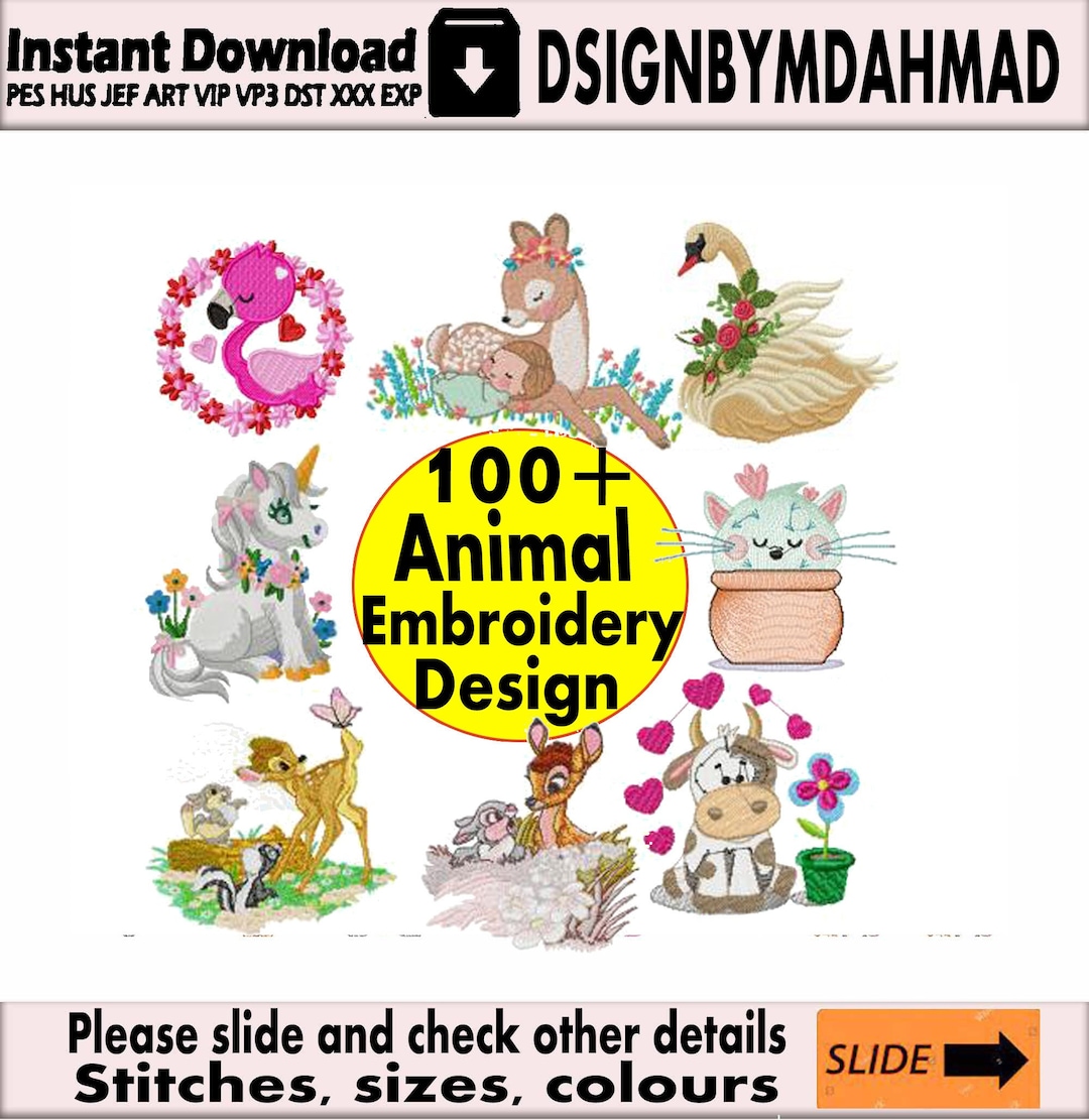 100+ Animal Embroidery Design Bundle - Animal Machine Embroidery ...
