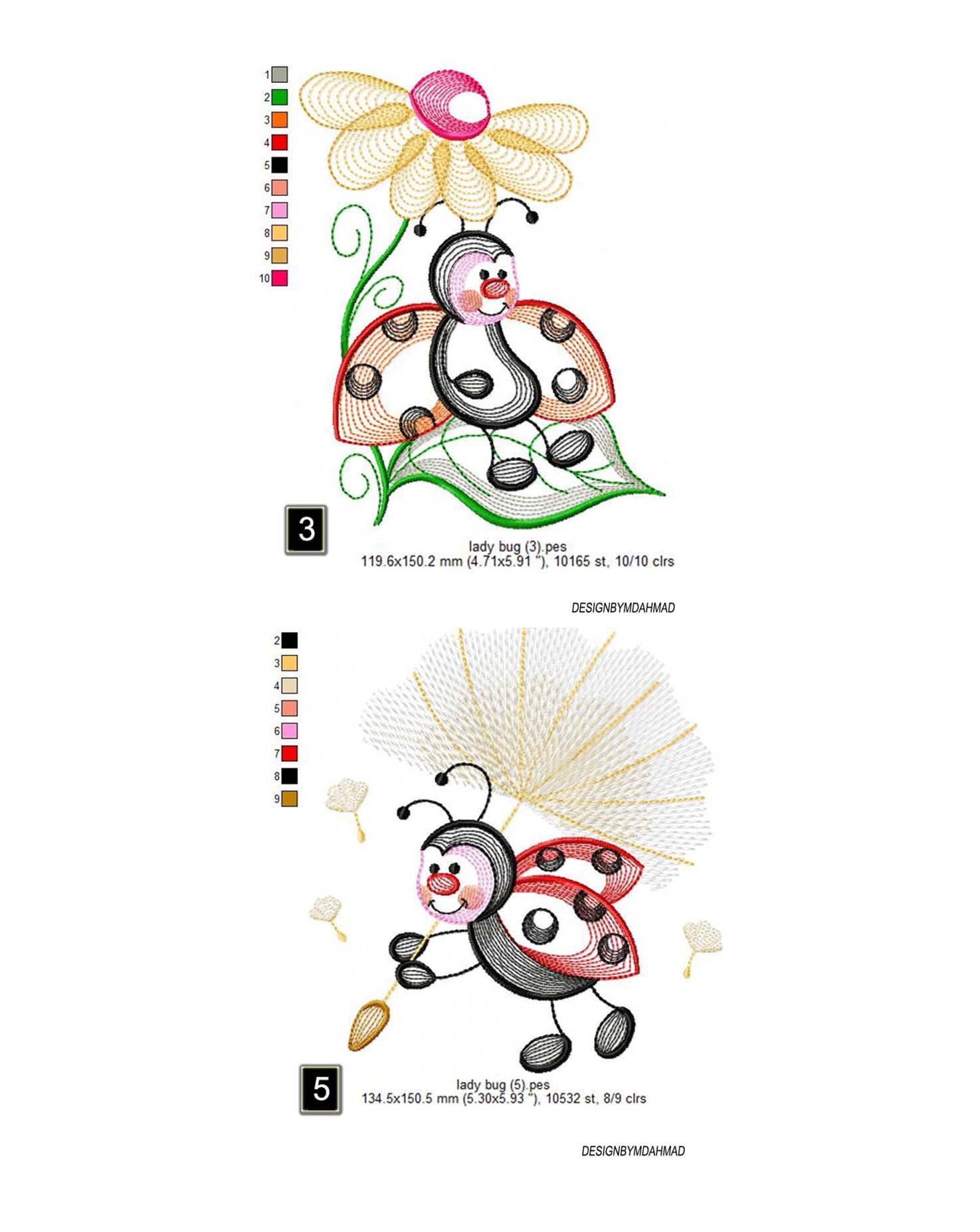 10 Lady Bug Butterfly Embroidery Designs Bundle Files Heart Embroidery ...