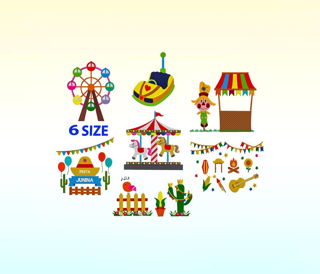 Circus Embroidery Design Bundle - Fun Park Embroidery Designs Machine ...