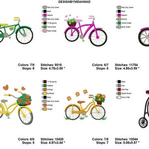 50+ Floral Bike Embroidery Design Bundle - Cycle Embroidery Designs ...