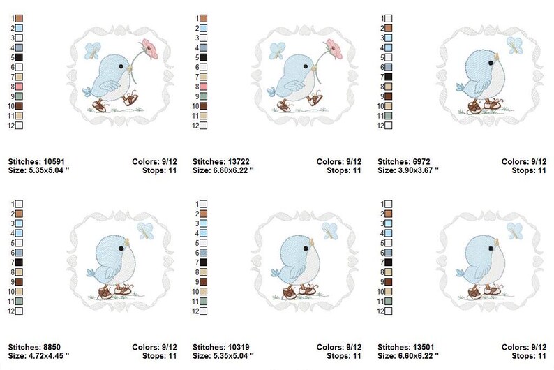 Baby Bird Monogram Embroidery Design Bundle - Frame Bird Embroidery ...