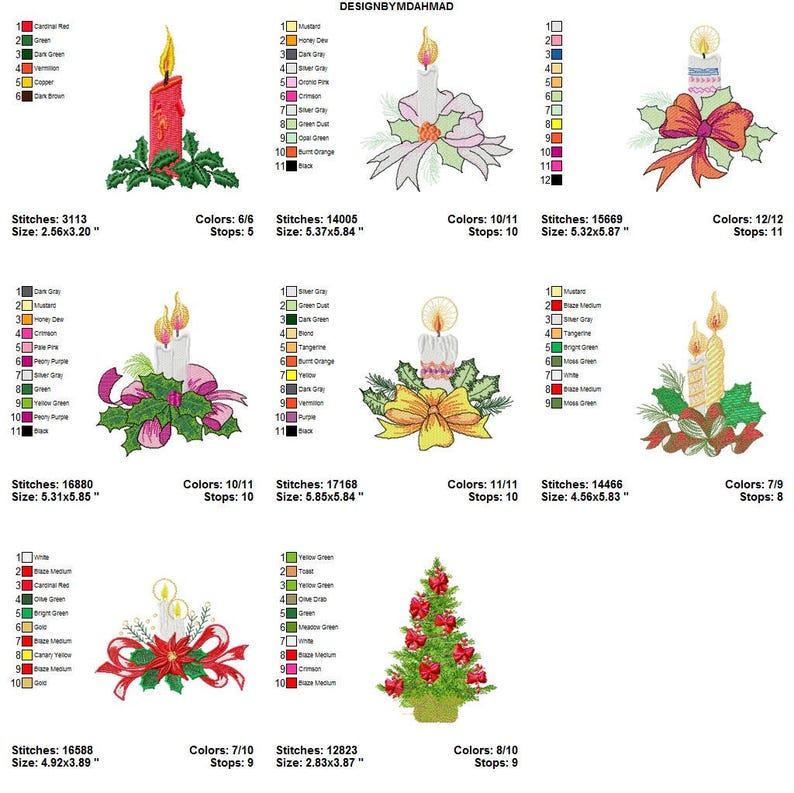 8+ Candle Embroidery Design Bundle - Christmas Candle Embroidery ...