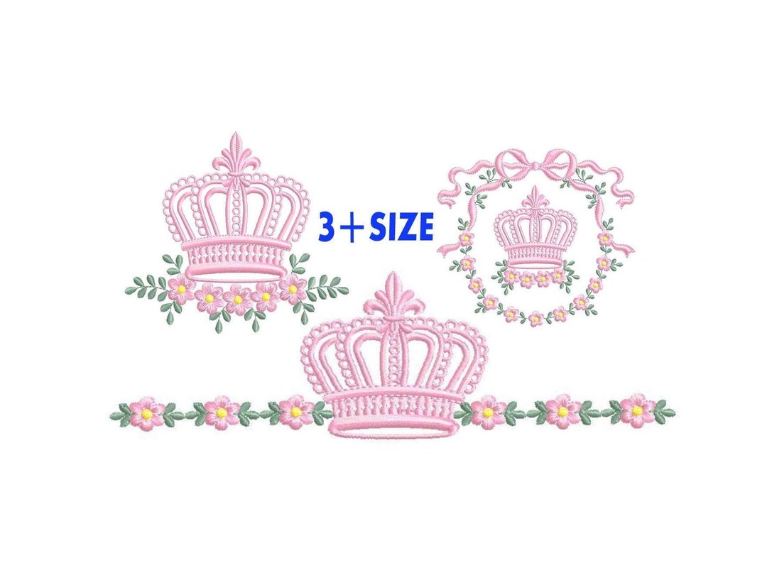 Crown Wreath Embroidery Design Bundle - Princess Crown Monogram ...