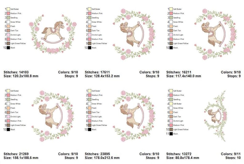 Rocking Horse Frame Embroidery Design Bundle - Horse Wreath and Border ...