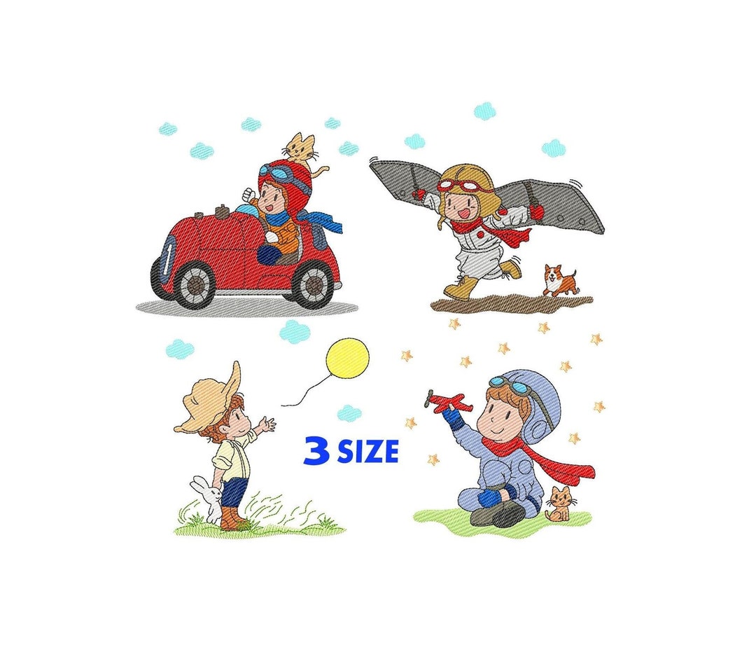 4 Playing Kids Embroidery Design Bundle Children Embroidery Designs ...