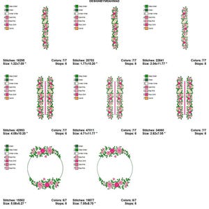 Floral Monogram Embroidery Design Bundle - Floral Border Embroidery ...