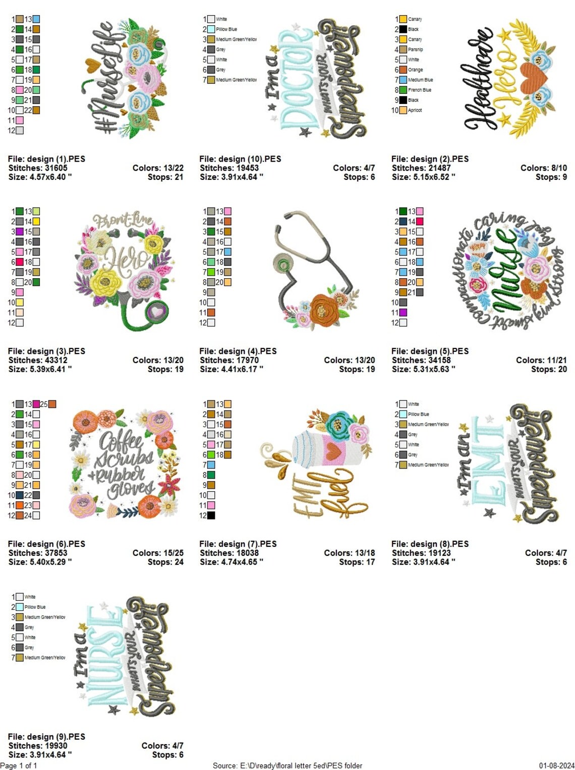 10 Floral Letter Monogram Embroidery Design Flower Embroidery Designs ...