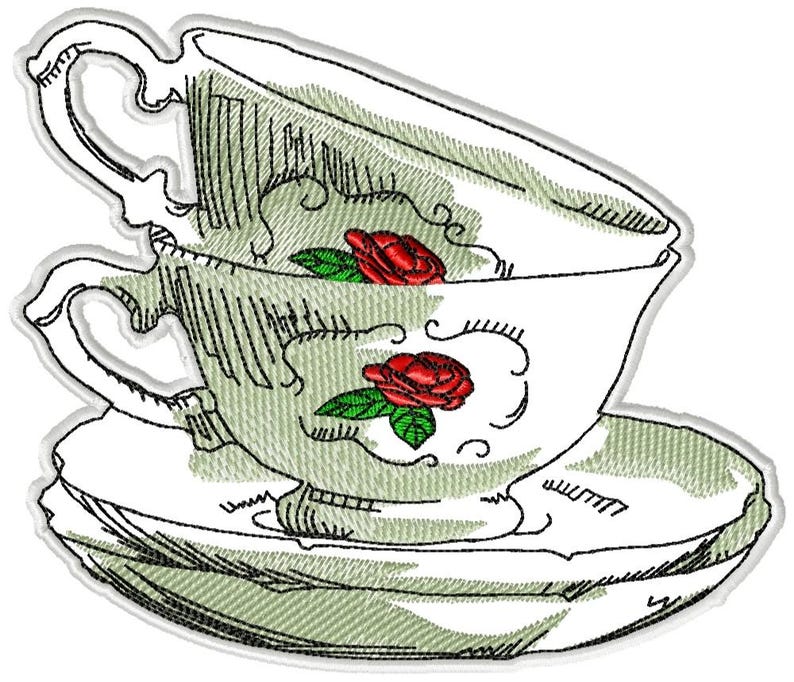Tea Cups Embroidery Design Bundle Kitchen Embroidery Designs Machine ...