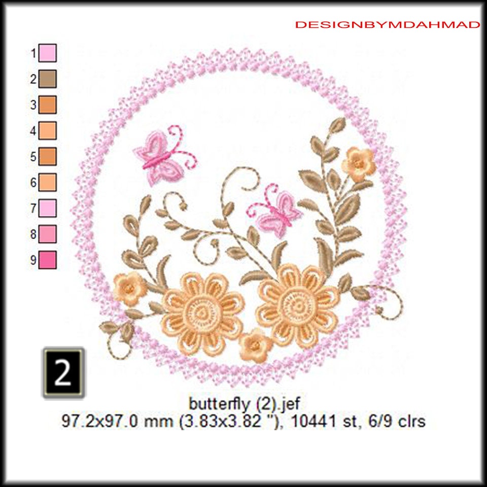 6 Type Flower Embroidery Design Bundle - Butterfly Embroidery Designs ...