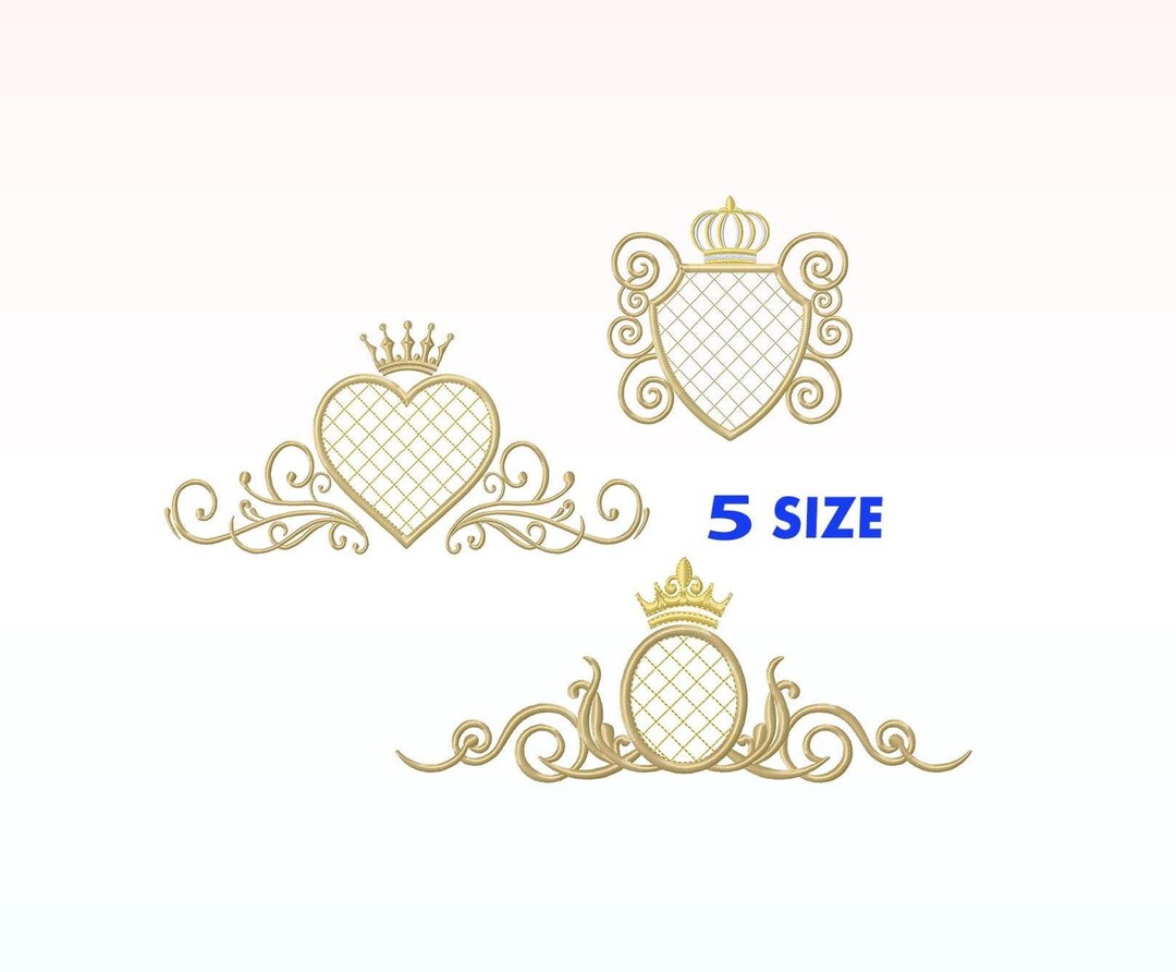 Heart Golden Baroque Embroidery Design Bundle - Mirror Monogram ...