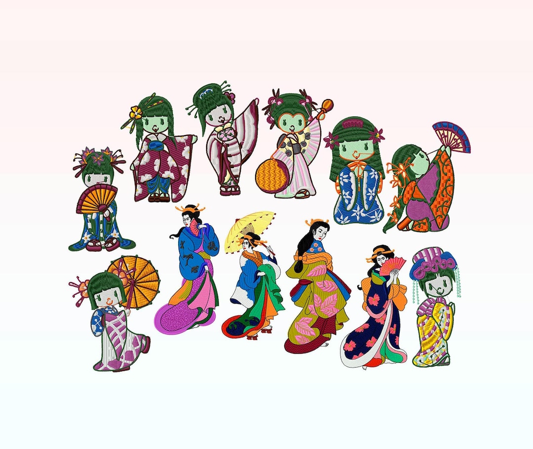 Queen Geisha Baby Embroidery Design Bundle - Asian Princess Embroidery ...