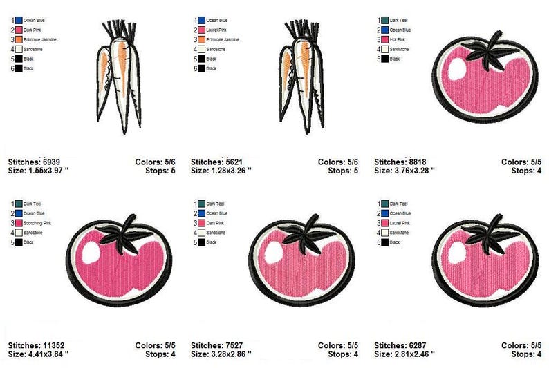 6+ Vegetable Embroidery Design Bundle - Harvest Vegetables Embroidery ...