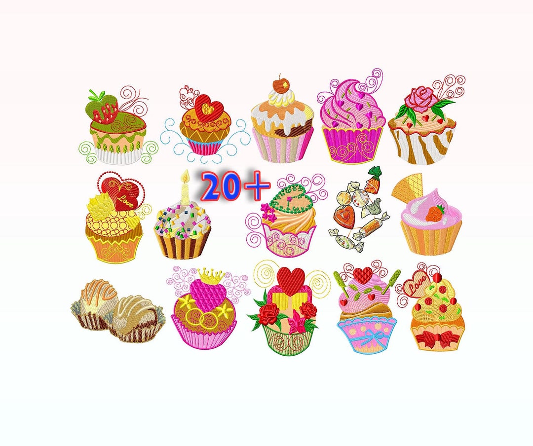 20+ Ice Cream Embroidery Design Bundle - Cup Cake Embroidery Designs ...
