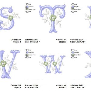 Floral Alphabet Embroidery Design Bundle - Floral Monogram Font ...