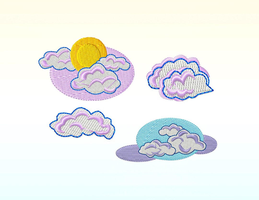 Cloud Embroidery Design Bundle - Sky Embroidery Designs Machine ...