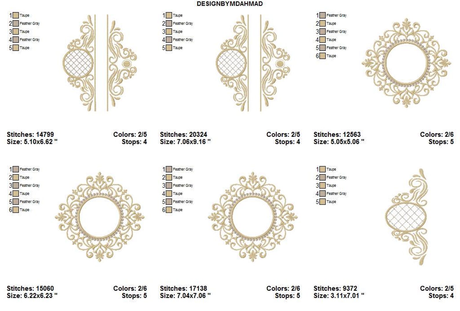 Golden Baroque Monogram Embroidery Design Bundle - Frame Embroidery ...